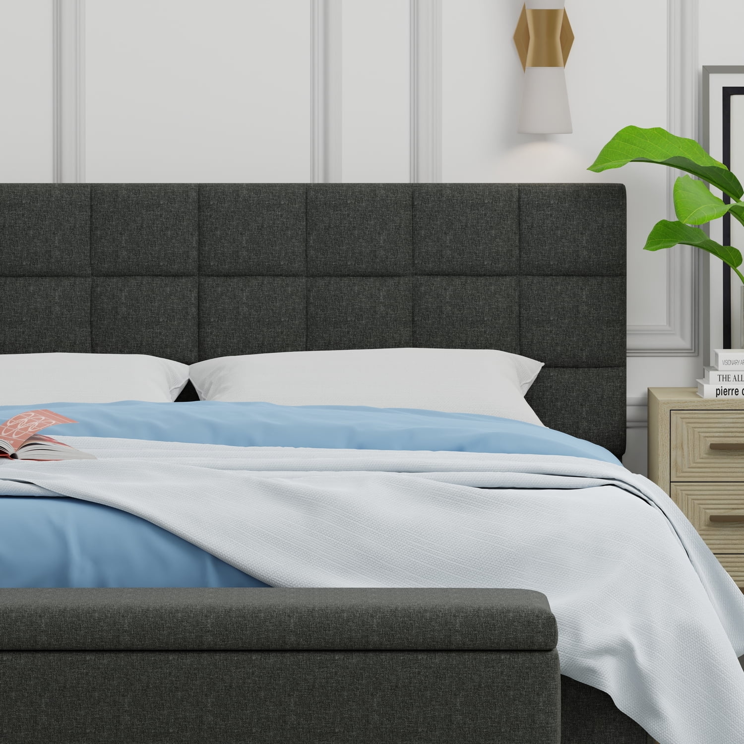 Glenwillow Home Varia 20" Queen Upholstered Headboard - Dark Grey ...