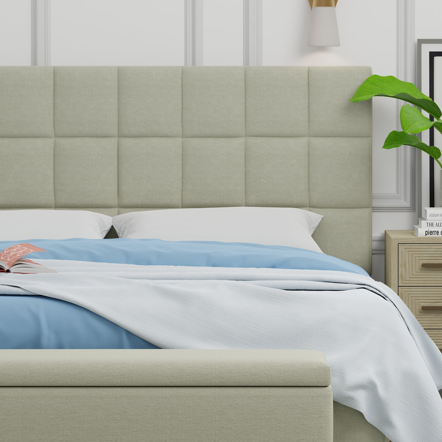 Glenwillow Home Varia 26" Queen Upholstered Headboard - Beige - Walmart.com