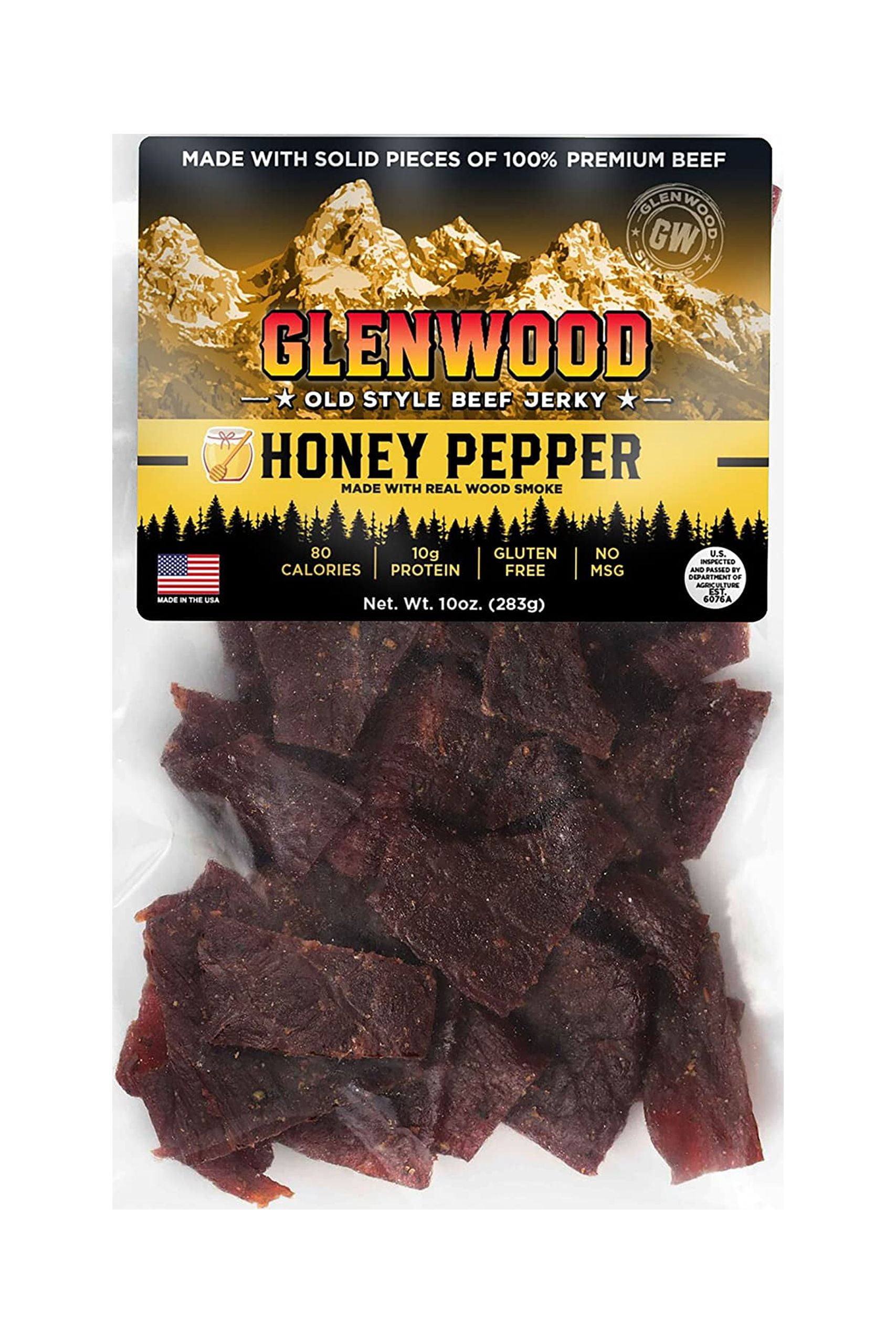 Glenwood Jerky 10oz Bag MMF7 Moist and Tender Beef Jerky (Honey Pepper ...
