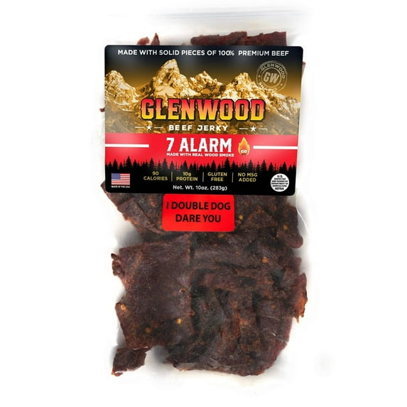 Glenwood Jerky 7 ALARM, BCF26 Made With Real Smoked Wood, 10oz Bag Beef ...