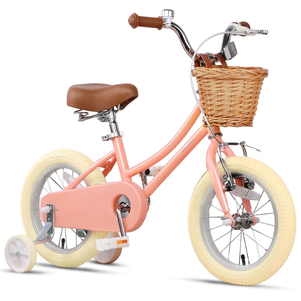 Glerc 16 inch Retro Kids Bike for Child 4-7 Years Old Girls,Peach ...