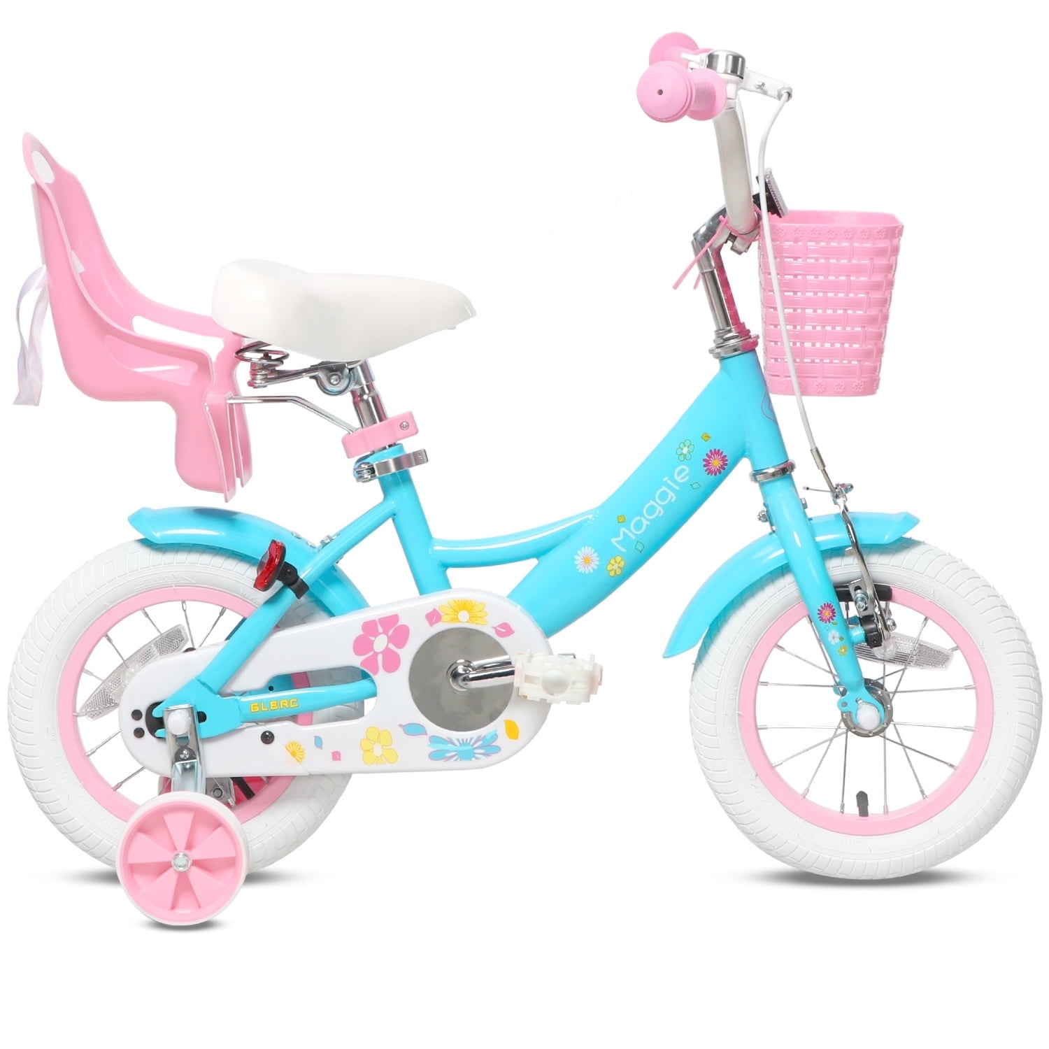 Glerc Maggie Training Bicycle with Wheels, 12 inch Kids Girls Bike for ...