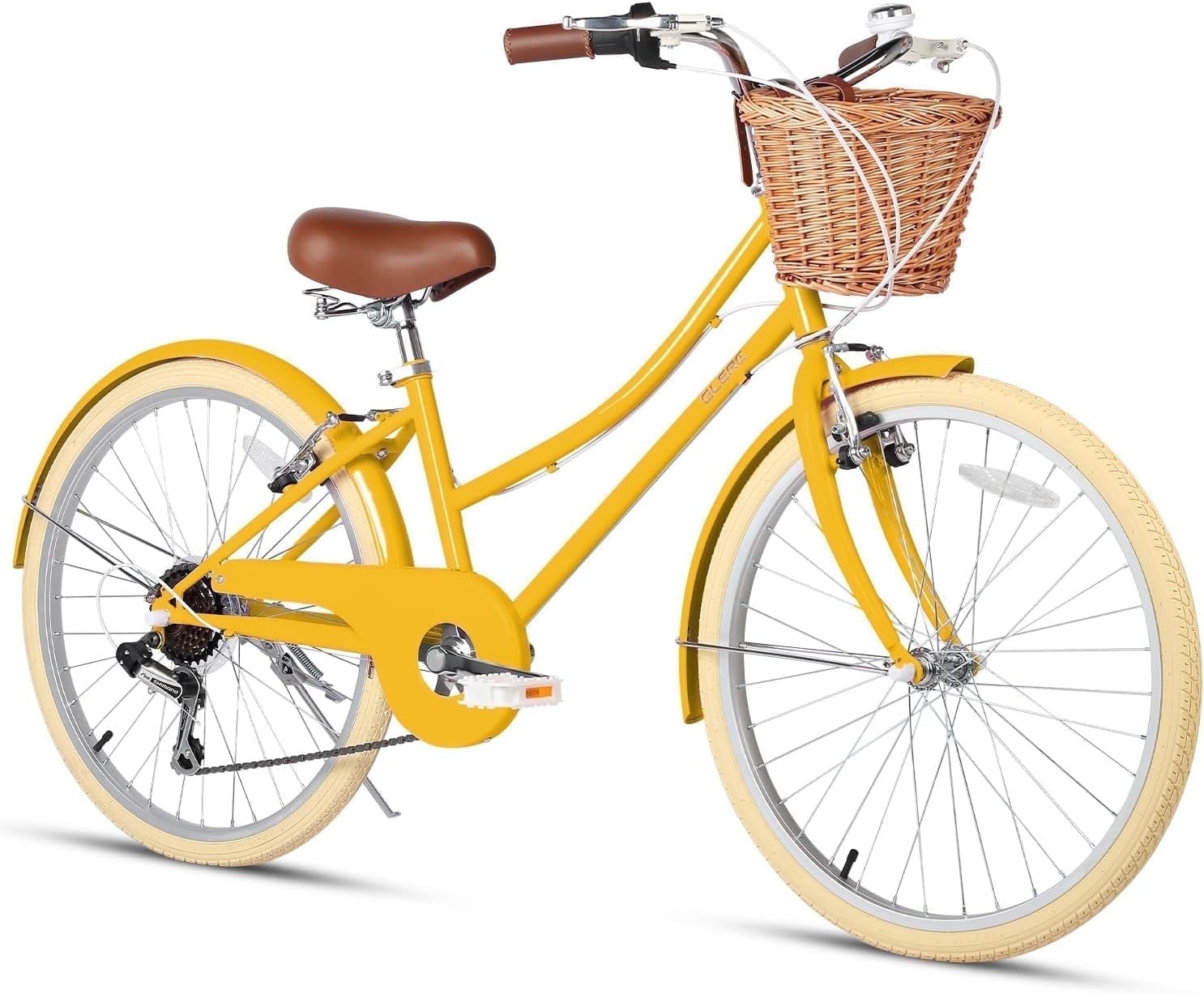 "Glerc 24"" Girls Cruiser Bike, 6-Speed Hybird Bicycle for Ages 7-11 ...