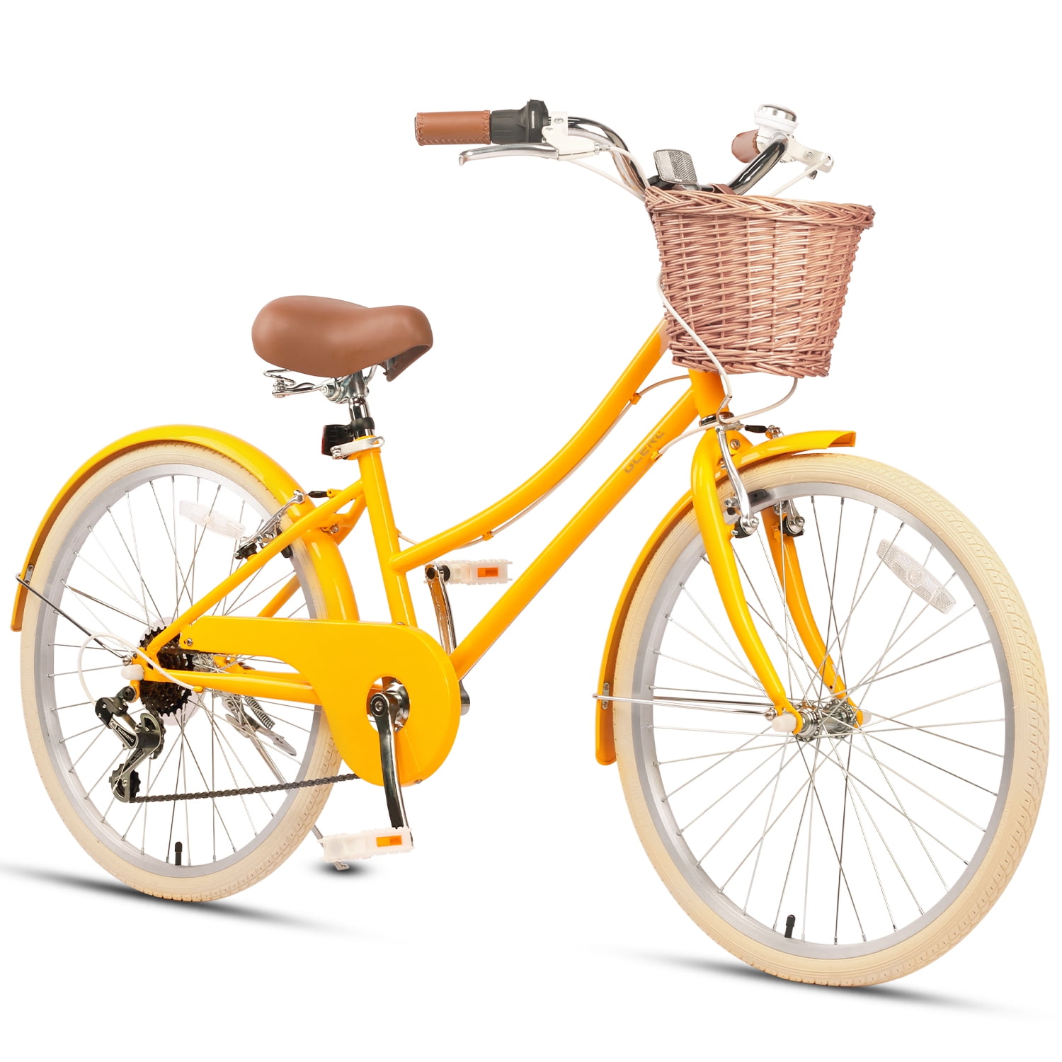 "Glerc 24"" Girls Cruiser Bike, 6-Speed Hybird Bicycle for Ages 7-11 ...