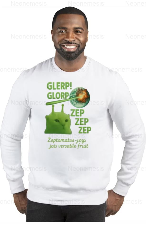 Glerp Glorp Alien Cat Meme Funny Brainrot Goofy Silly Sweatshirt up to ...