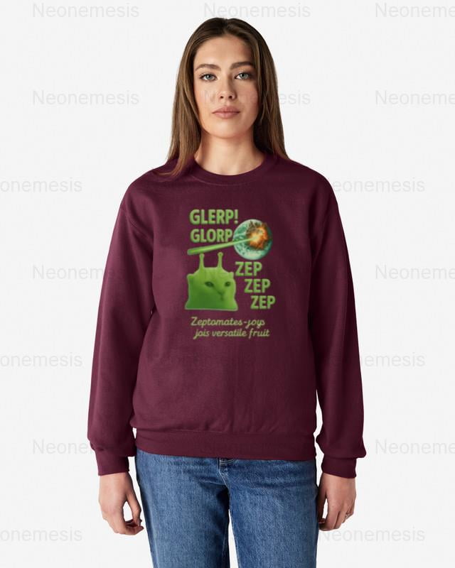 Glerp Glorp Alien Cat Meme Funny Brainrot Goofy Silly Sweatshirt up to ...