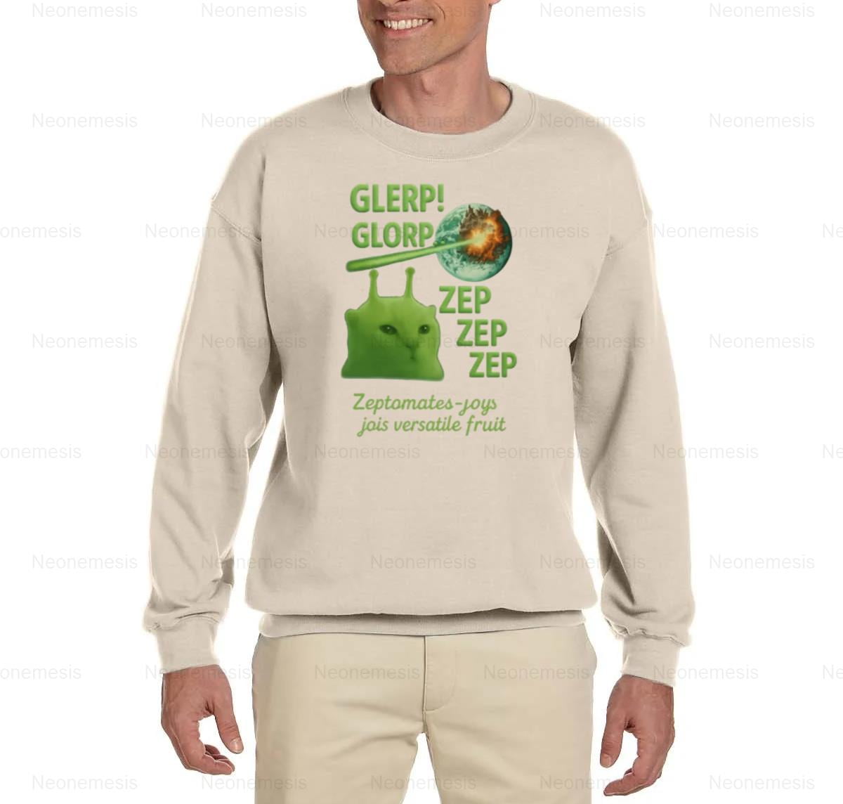 Glerp Glorp Alien Cat Meme Funny Brainrot Goofy Silly Sweatshirt up to ...