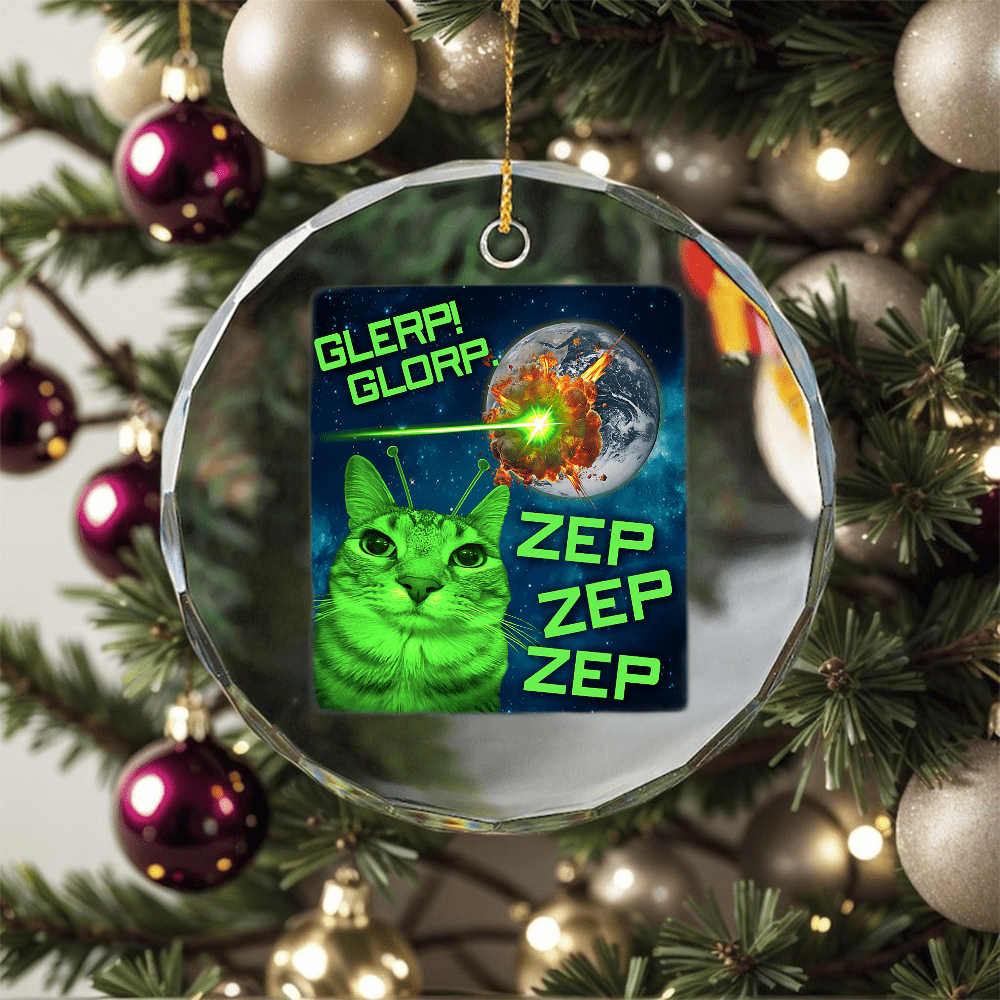 Glerp Glorp Alien Cat Meme Hilarious Stupid Brainrot Genz Ornament ...