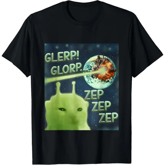 Glerp Glorp Funny Alien Cat Meme Brainrot Viral Internet Joke Unisex T ...