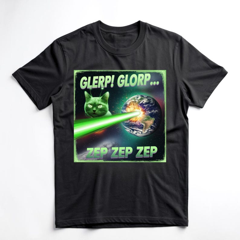 Glerp Glorp Funny Alien Cat Shirt – Goofy Ahh Meme Tee, Silly Cat ...