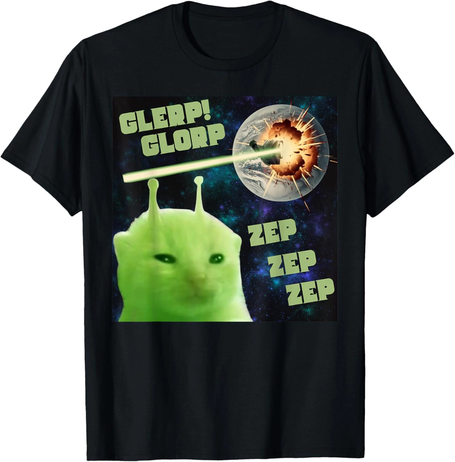 Glerp Glorp Zep Zep Cat Silly Alien Meme Cat Meme Brainrot T-Shirt Gift ...