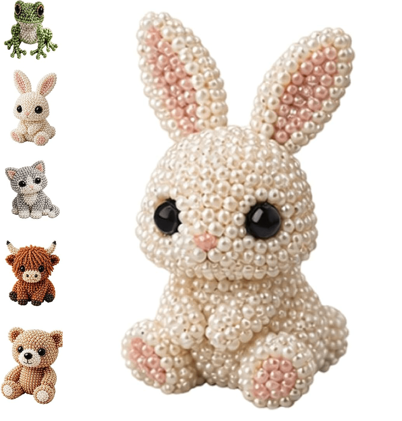 GliJian 3D Beaded Animal Kit, Cute Bead Craft Animal Set with Colorful ...