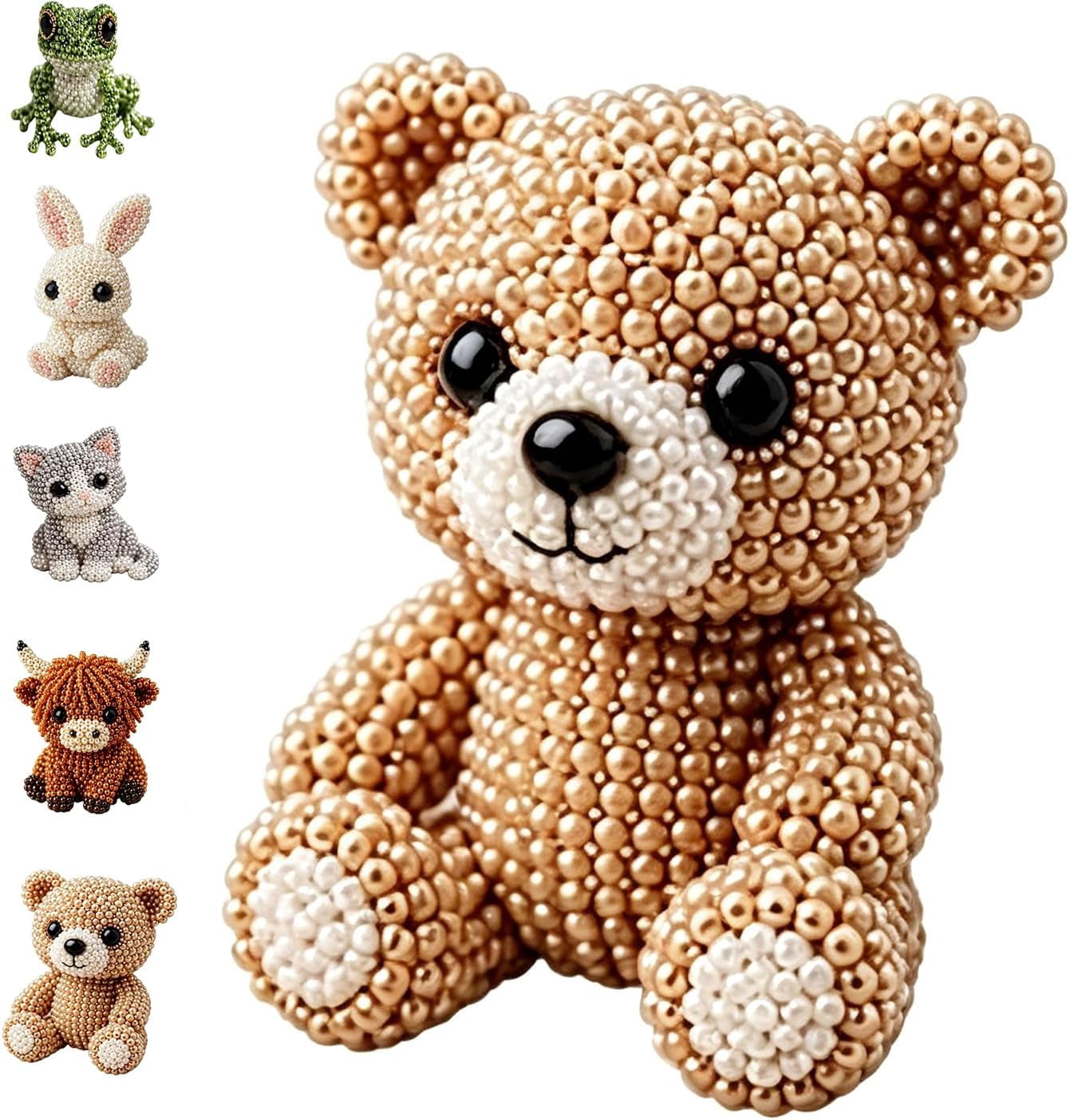 GliJian 3D Beaded Animal Kit, Cute Bead Craft Animal Set with Colorful ...