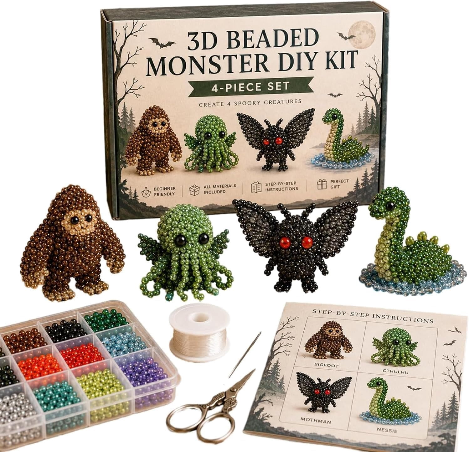GliJian Tiny 3D Beaded Animal DIY Kit, 4 Pack Cute 3D Animal Beading ...