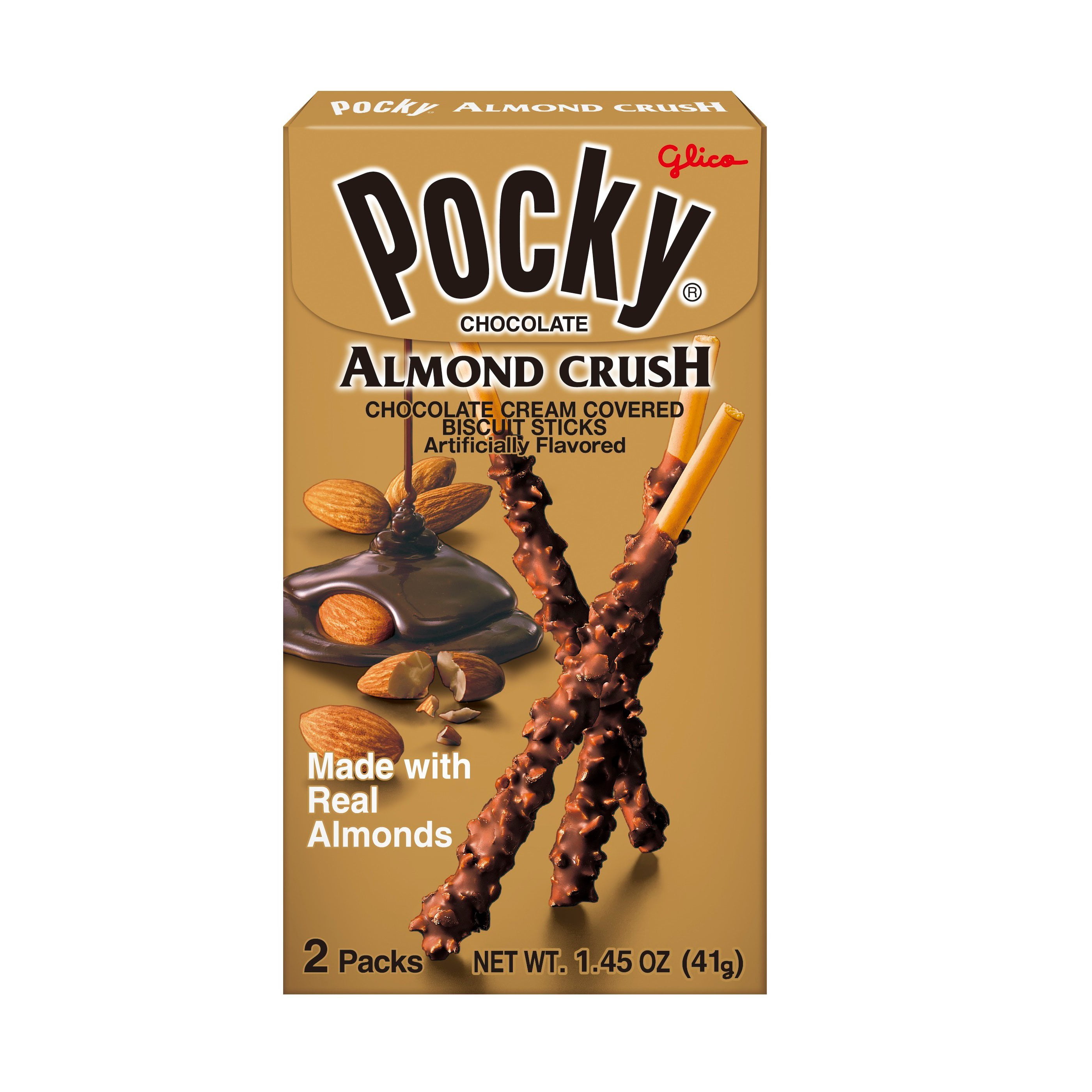 Pack of 2 Glico Pocky Almond Crush Chocolate Cream-Covered Biscuit ...