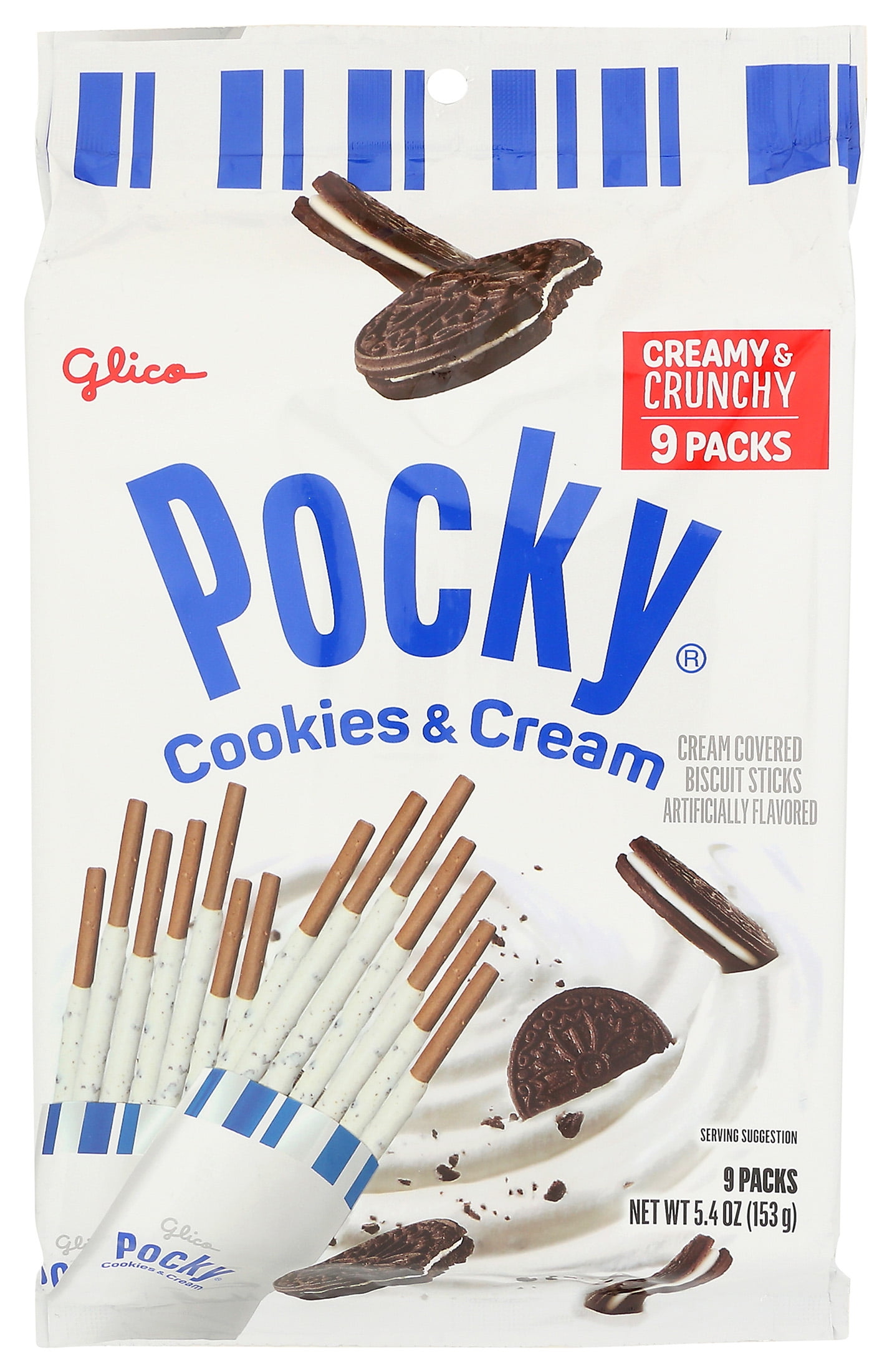 Glico Pocky Cookies & Cream Biscuit Sticks, 5.4 Oz, 9 Pack - Walmart.com