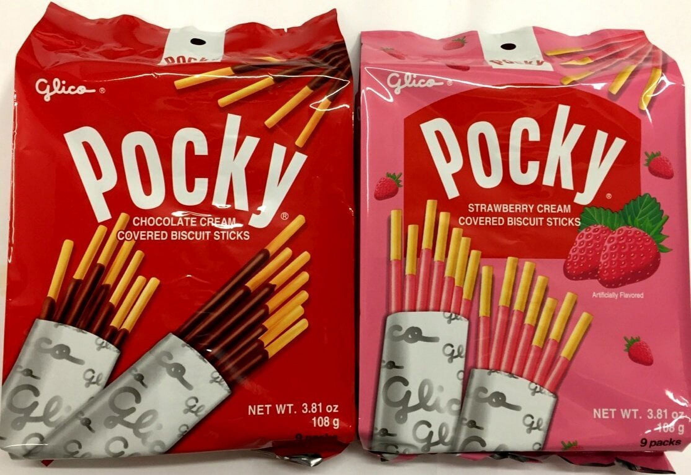 Glico Pocky Family Size Chocolate and Strawberry, 9 Sticks Each (Family ...