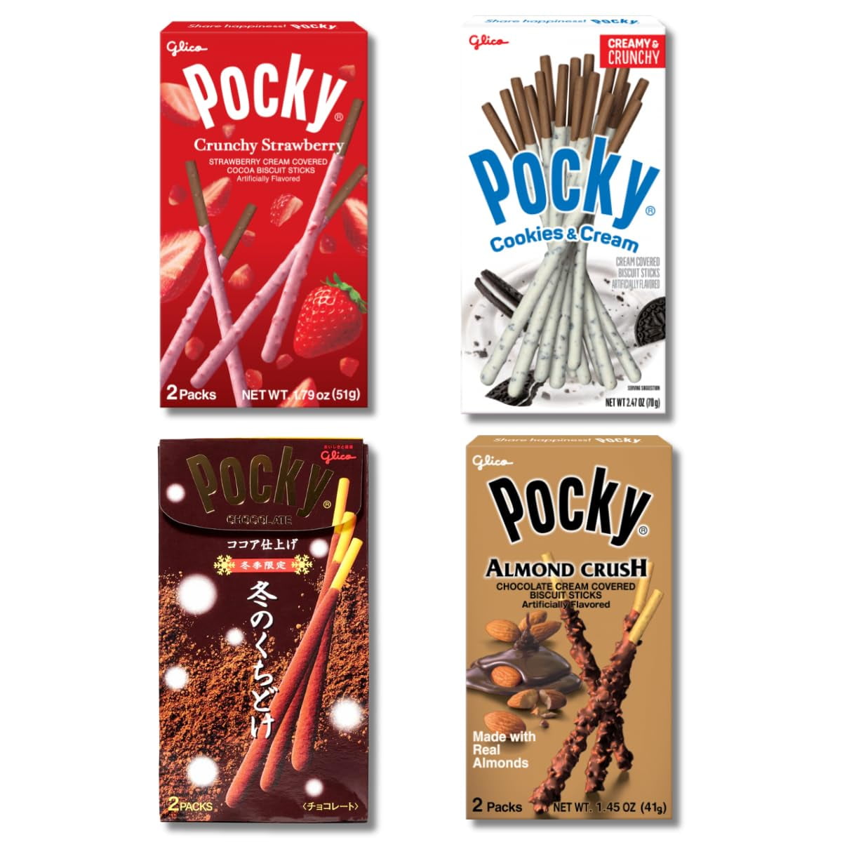 Glico Pocky Sticks (4 XEF1 Packs/10.57oz) Japanese Snacks Variety Pack ...