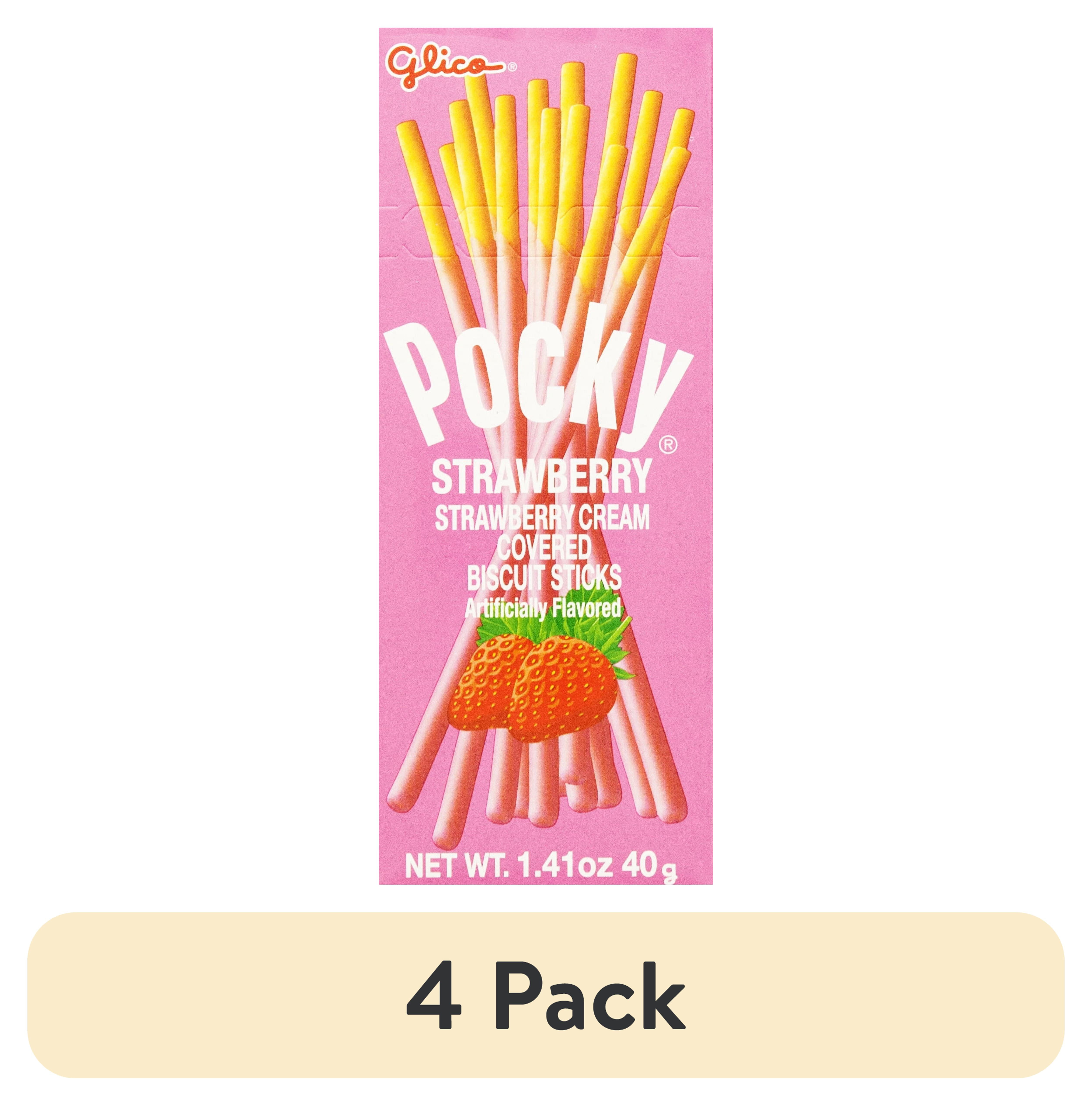 (4 pack) Glico Pocky Biscuit Sticks, Strawberry, 1.41 Oz - Walmart.com