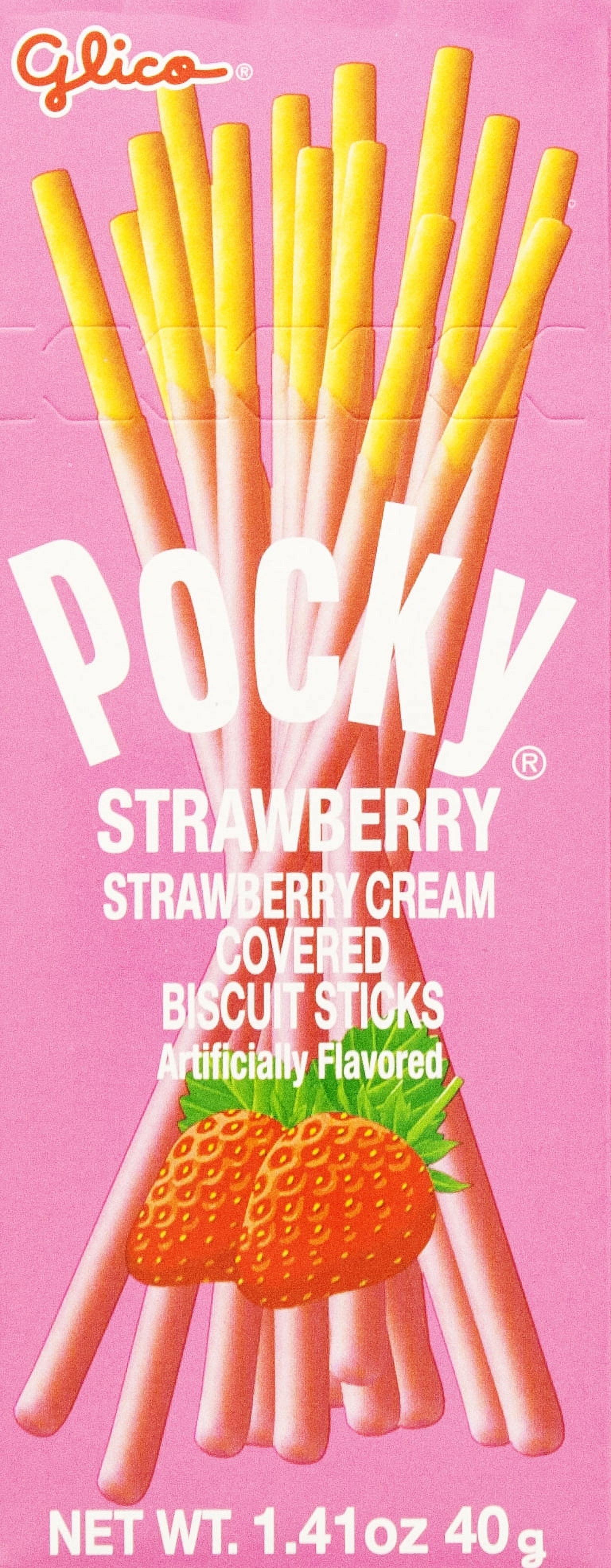Glico Strawberry Cream Covered Biscuit Sticks, 3.81 Oz, 9 Count ...