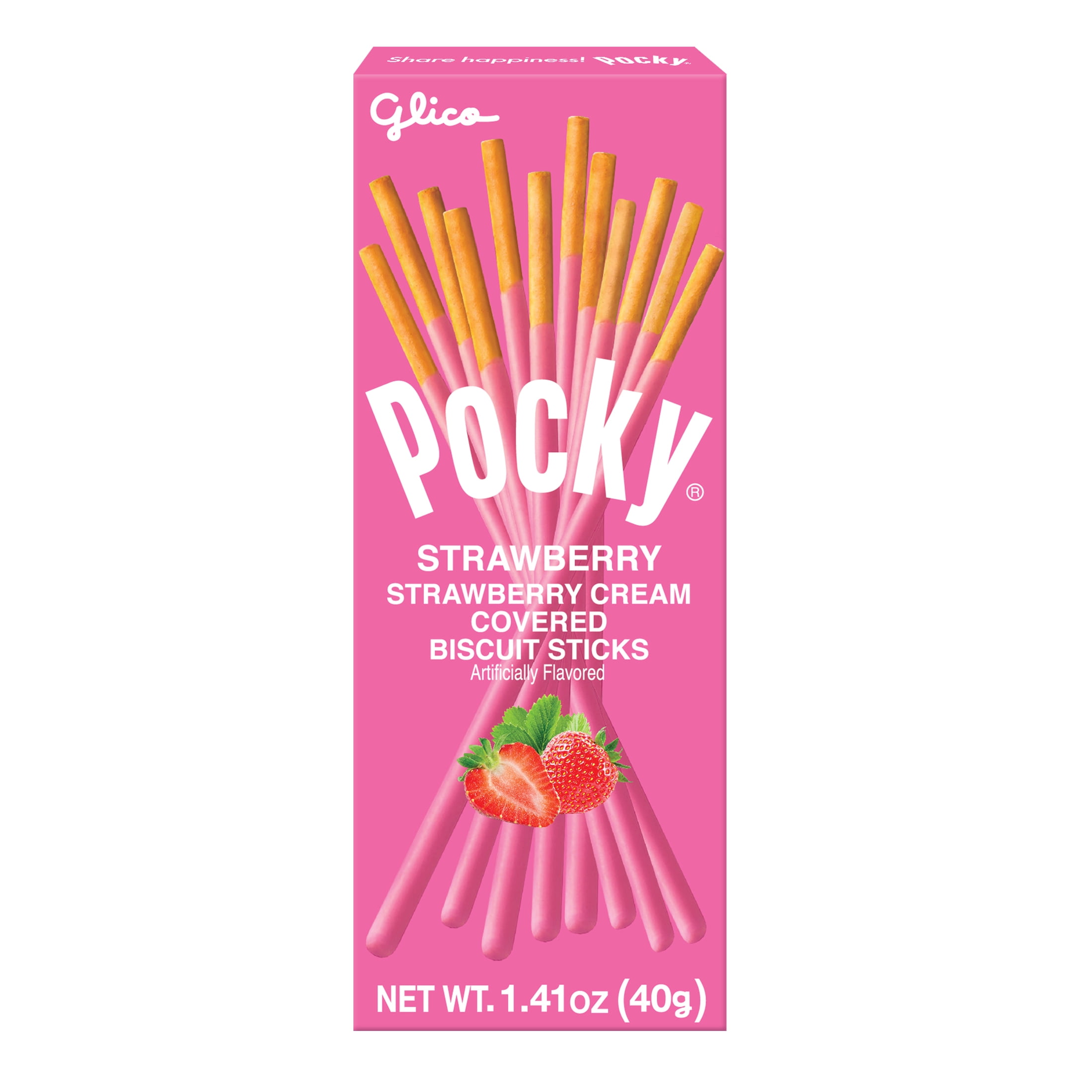 Glico Pocky Strawberry Cream Covered Biscuit Sticks, 1.41 oz - Walmart.com