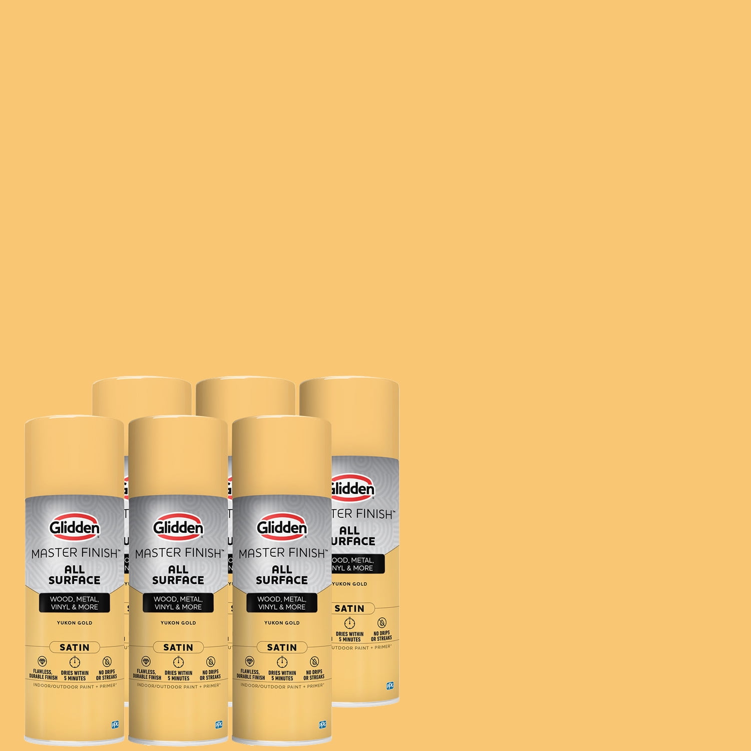Glidden Master Finish 12 oz. Satin Yukon Gold Interior/Exterior All ...