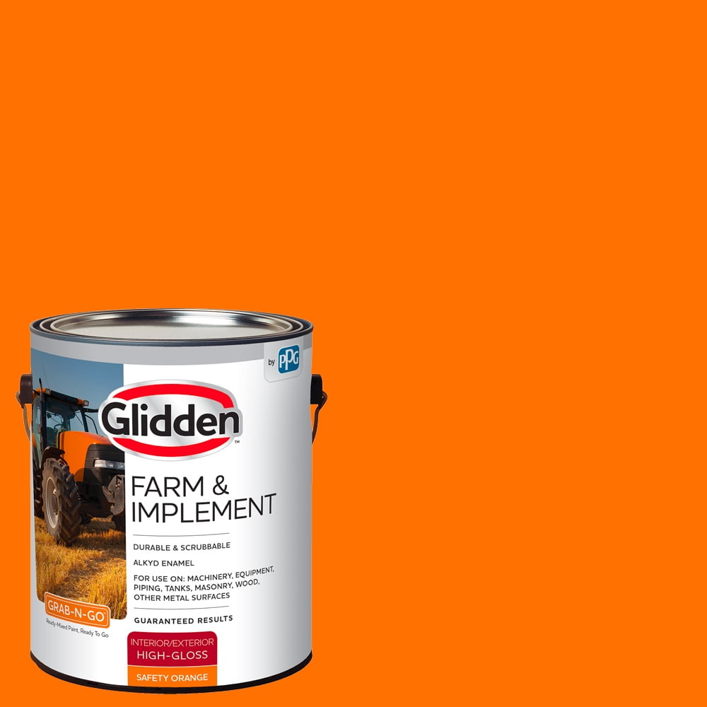 Glidden Farm & Implement Interior/Exterior Paint, Safety Orange, High ...