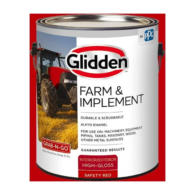 Glidden Farm & Implement Interior/Exterior Paint, Safety Red, High ...