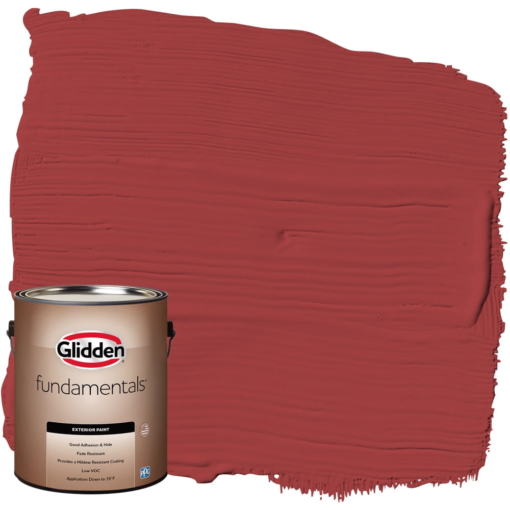 Glidden Fundamentals Exterior Paint Blaze / Red, Satin, 1 Gallon ...
