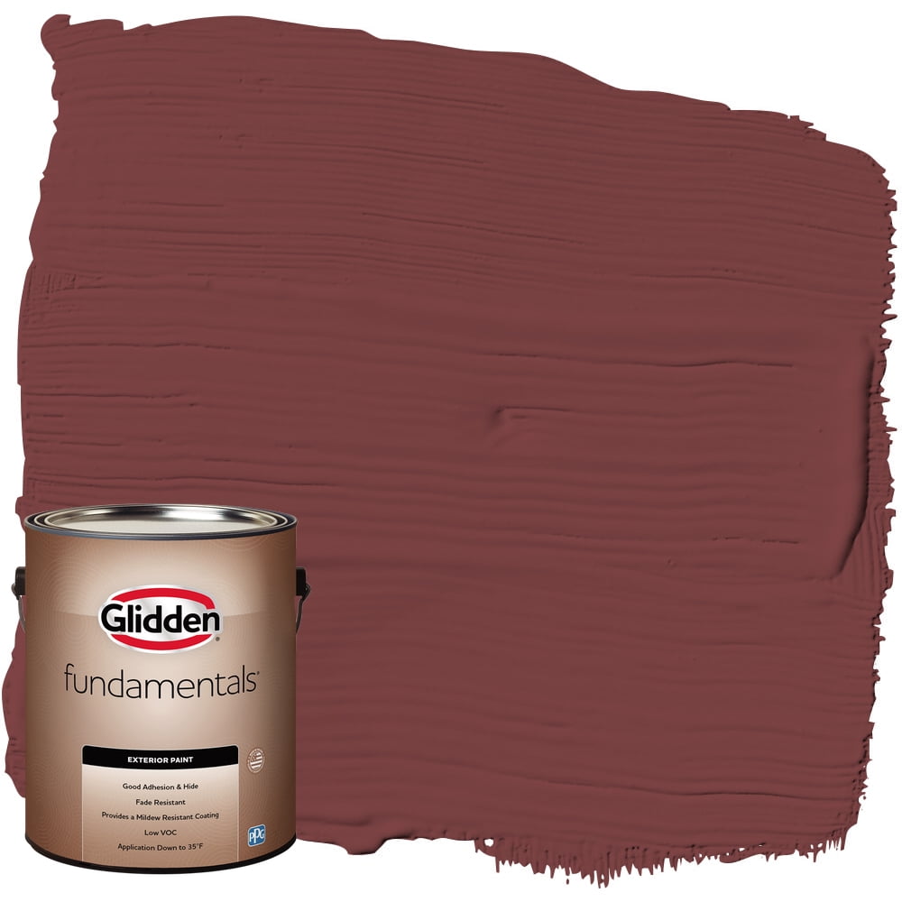 Glidden Fundamentals Exterior Paint Bordeaux / Red, Flat, 1 Gallon ...