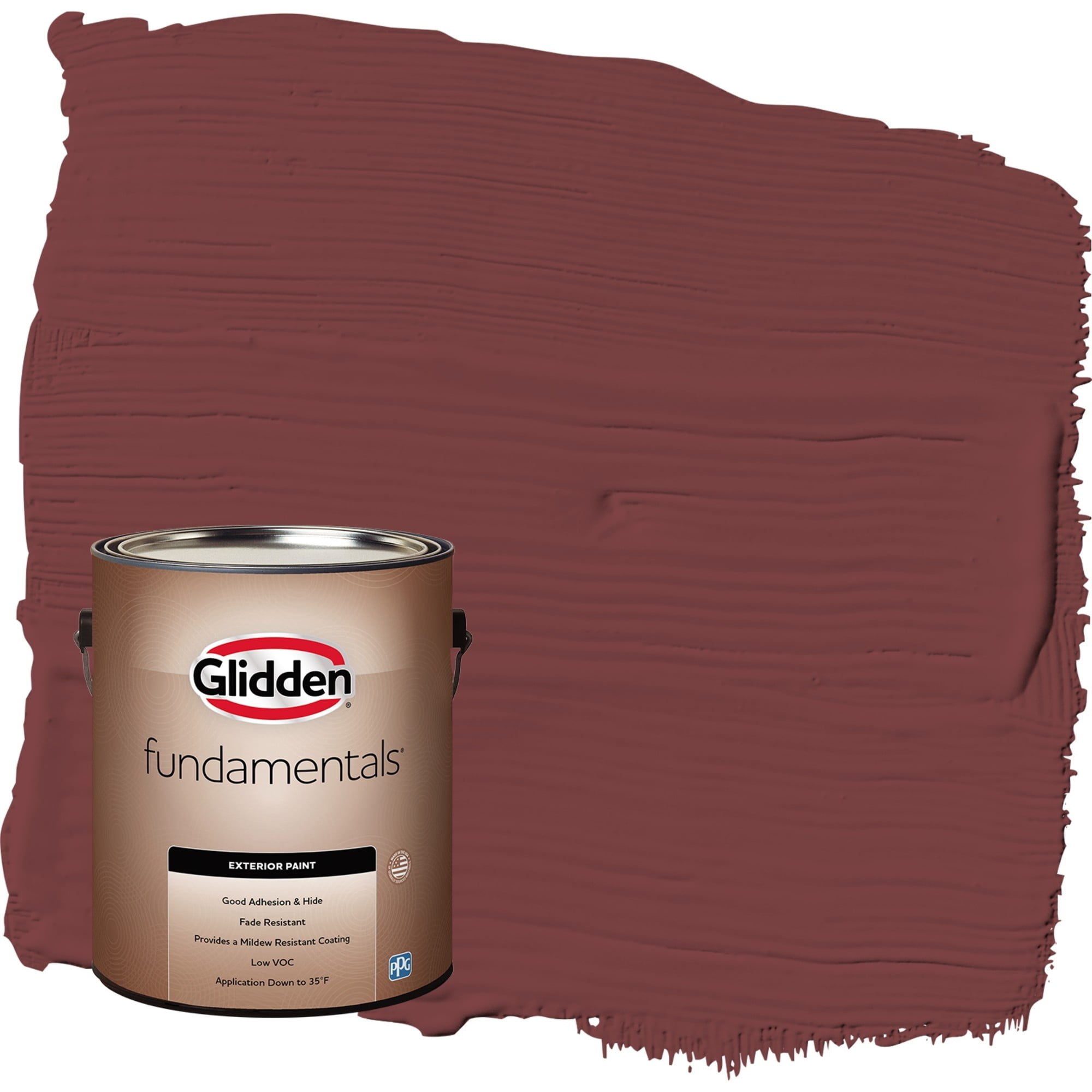 Glidden Fundamentals Bordeaux / Red Flat Exterior Paint, 1 Gallon ...