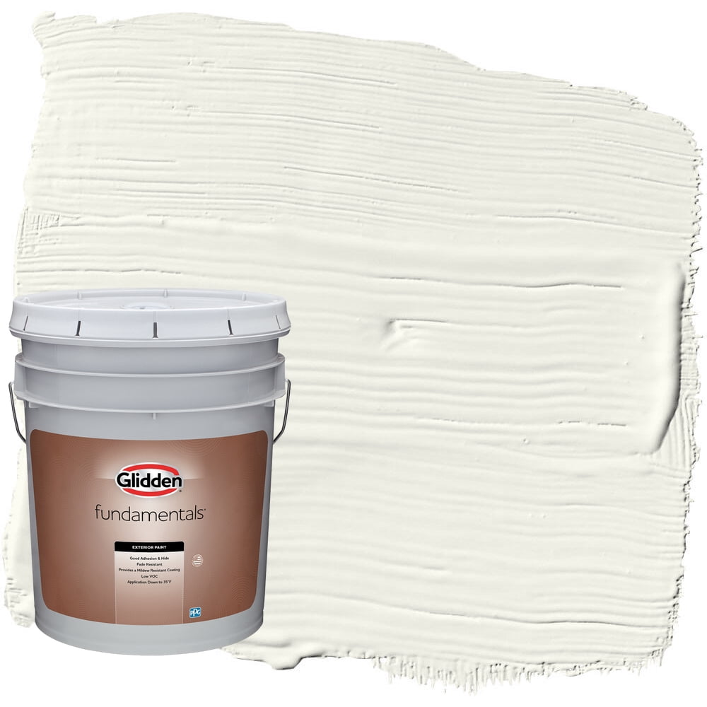 Glidden Fundamentals Exterior Paint Gypsum / Off-White, Flat, 5 Gallons ...