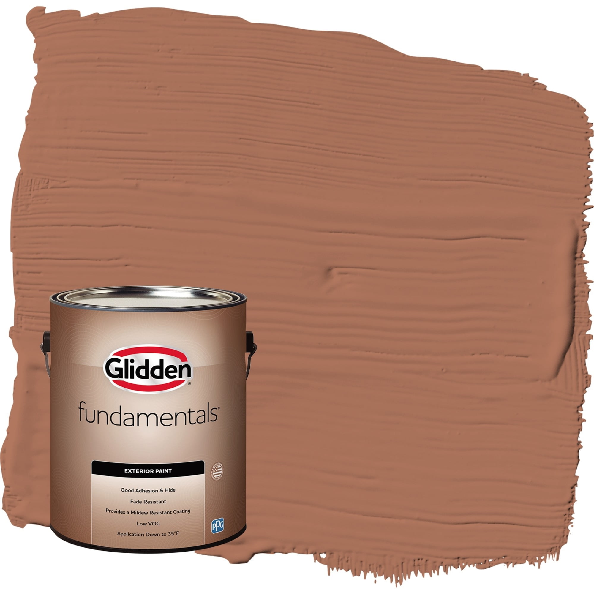 Glidden Fundamentals Nutmeg / Brown Satin Exterior Paint, 1 Gallon ...