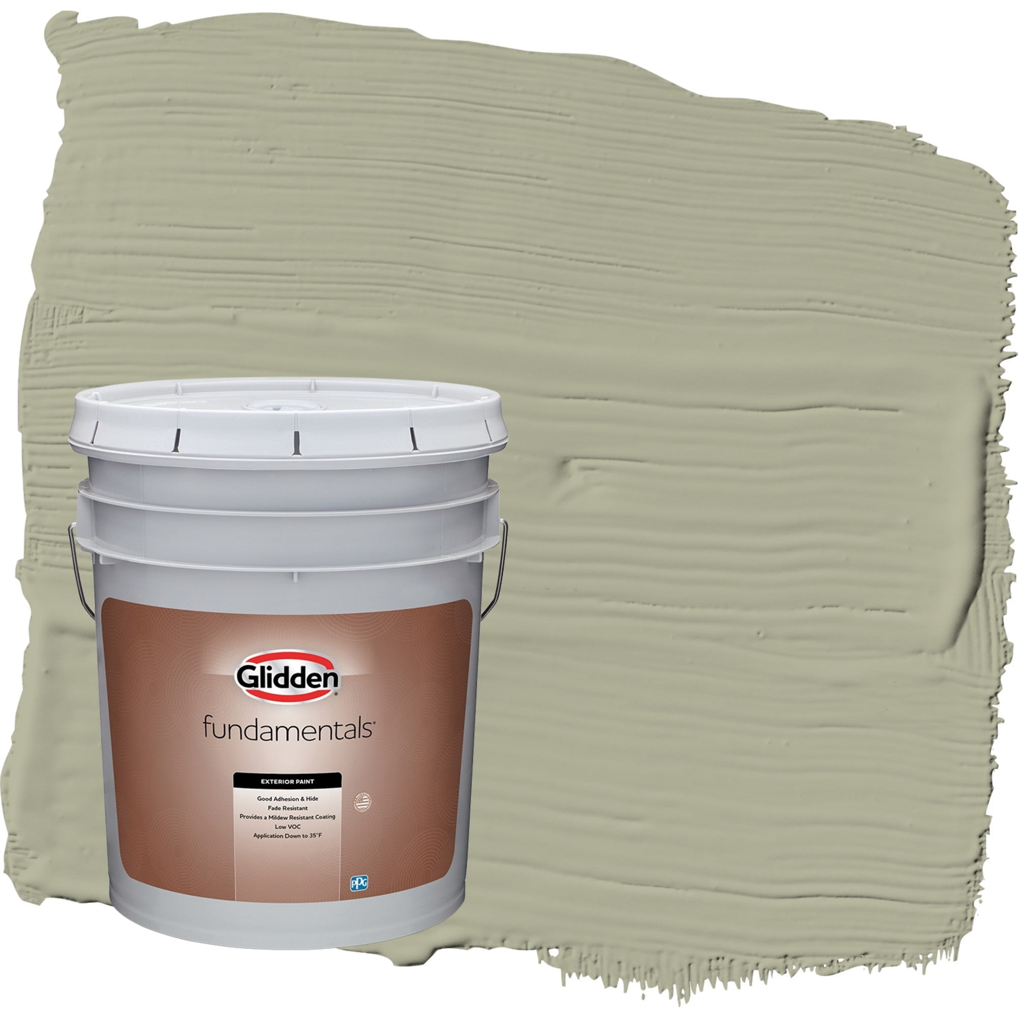 Glidden Fundamentals Photo Gray / Green Satin Exterior Paint, 5 Gallon ...