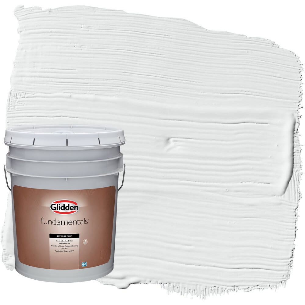 Glidden Fundamentals Exterior Paint Radisson / White, Flat, 5 Gallons ...