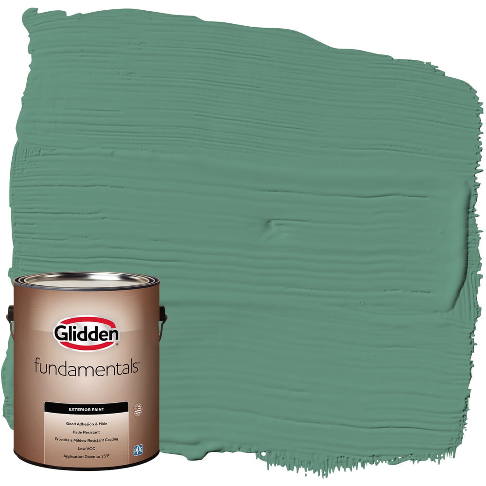 Glidden Fundamentals Exterior Paint Sheffield / Green, Satin, 1 Gallon ...