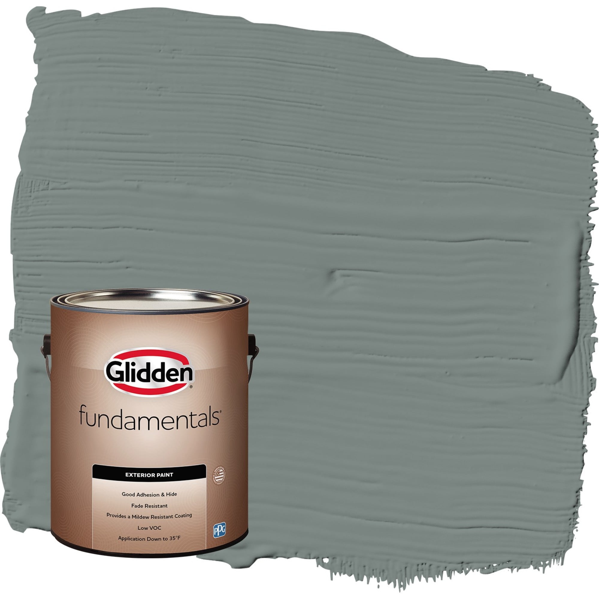 Glidden Fundamentals Thunderbolt / Gray Satin Exterior Paint, 1 Gallon ...