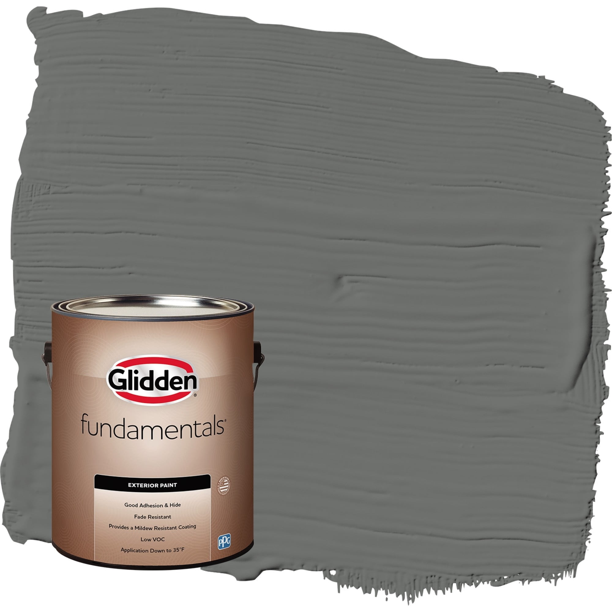 Glidden Fundamentals Up in Smoke / Gray Satin Exterior Paint, 1 Gallon ...
