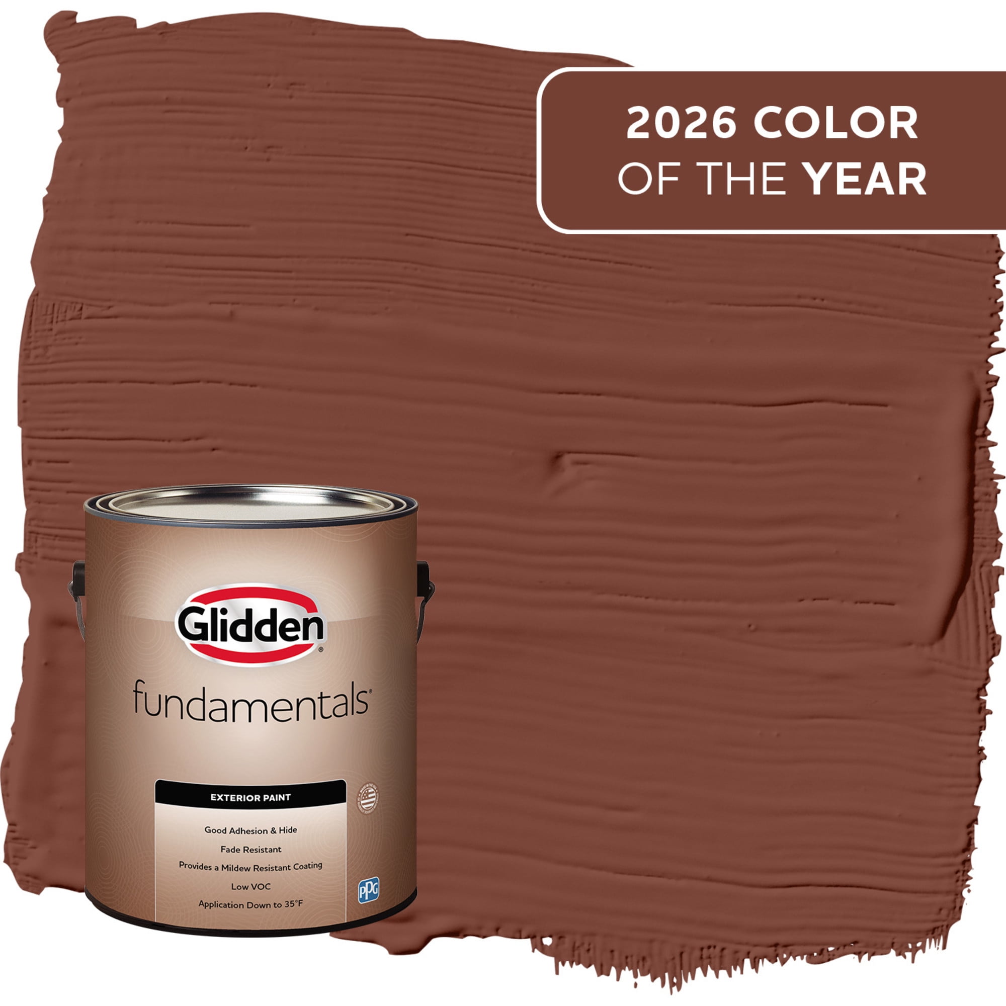 Glidden Fundamentals Warm Mahogany / Red Satin Exterior Paint, 1 Gallon ...