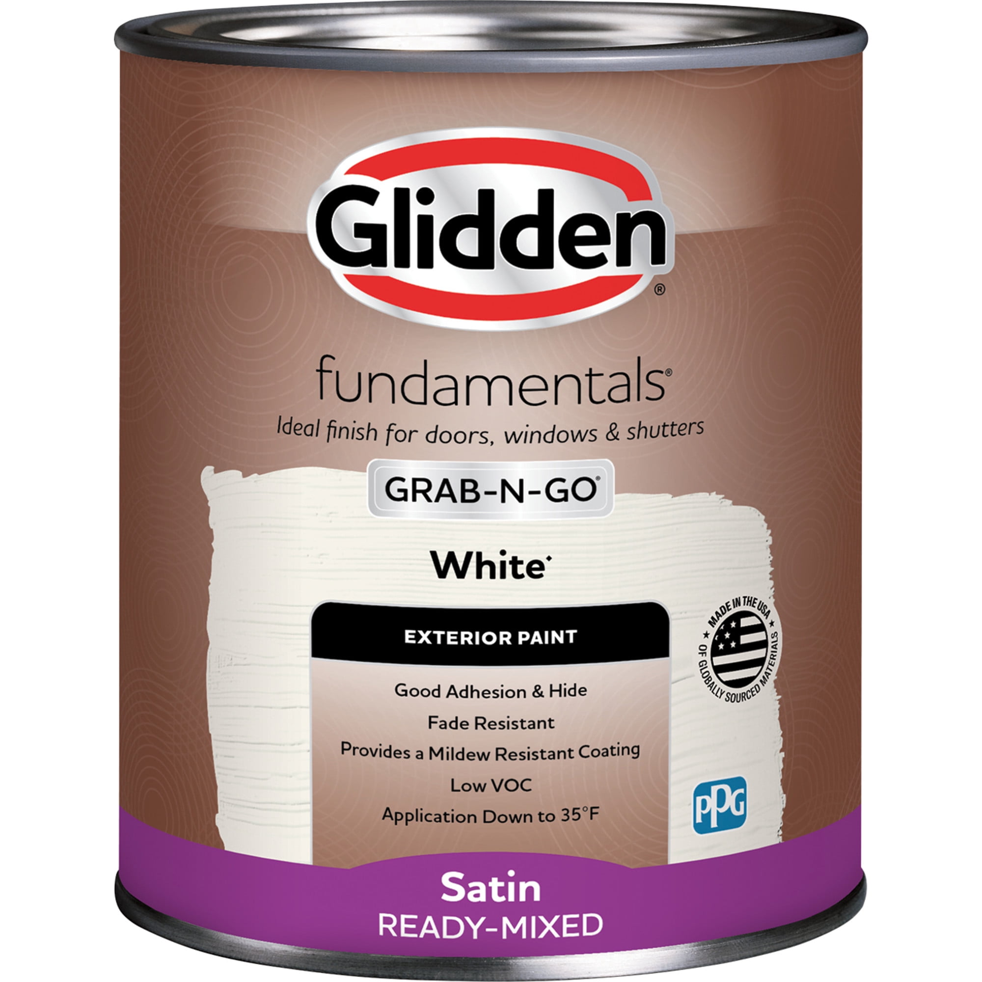 Glidden Fundamentals Grab-N-Go White Satin Exterior Paint, 1 Quart ...
