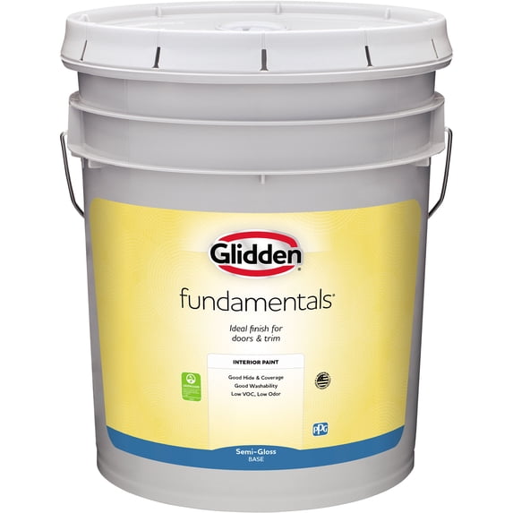 Glidden Fundamentals Interior & Exterior Paint, Semi-Gloss, 5 Gallons ...