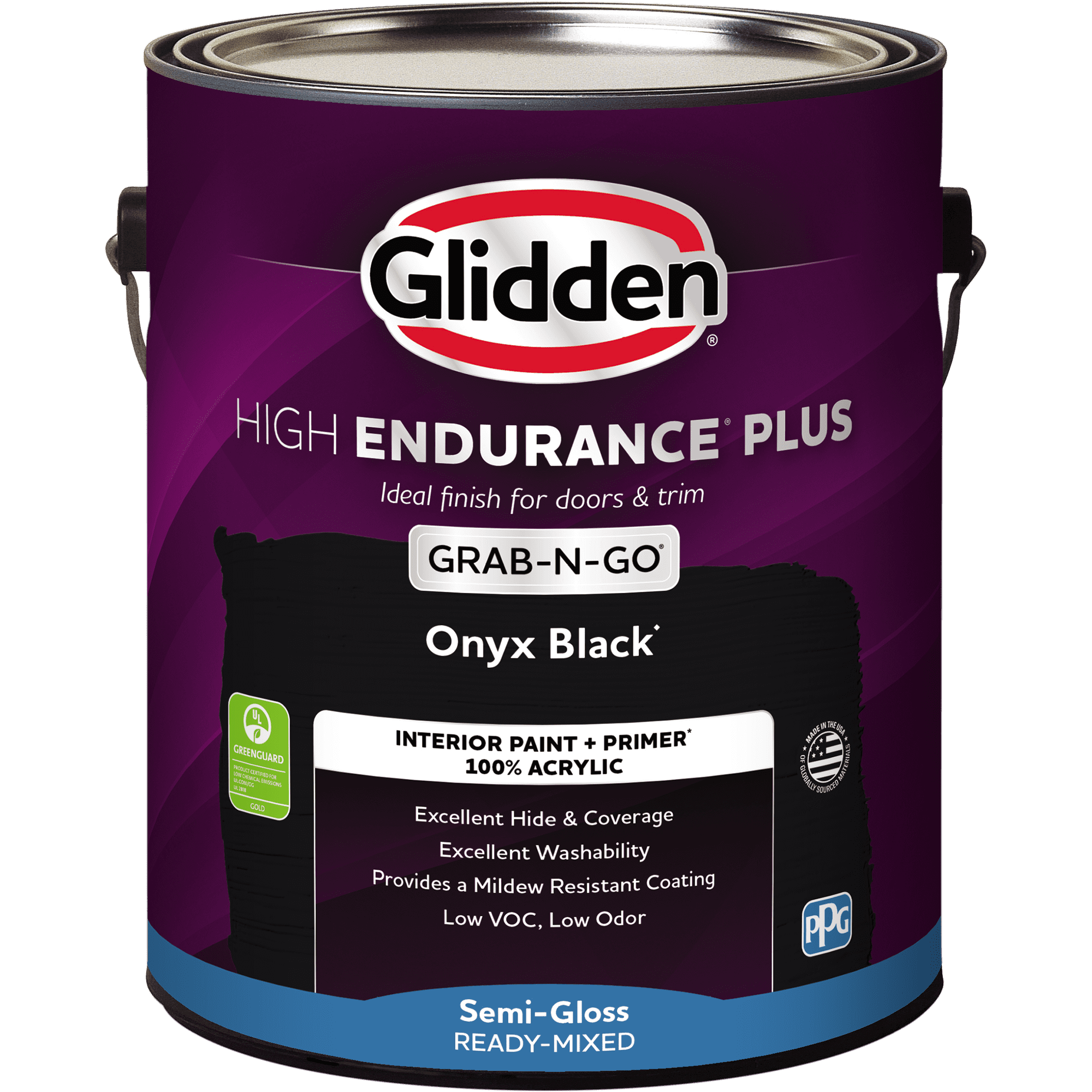Glidden HEP 1 qt Onyx Black Interior Paint + Primer Semi Gloss ...