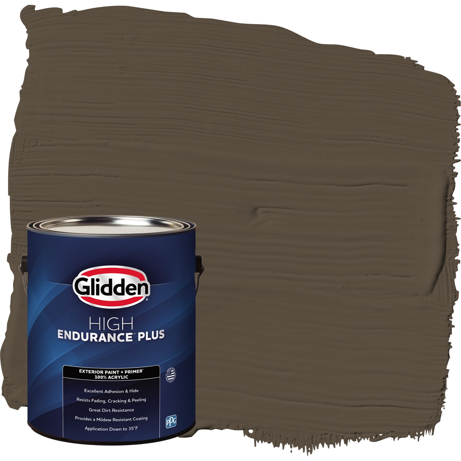 Glidden HEP Exterior Paint + Primer Flat, Afternoon Tea / Brown, 1 ...