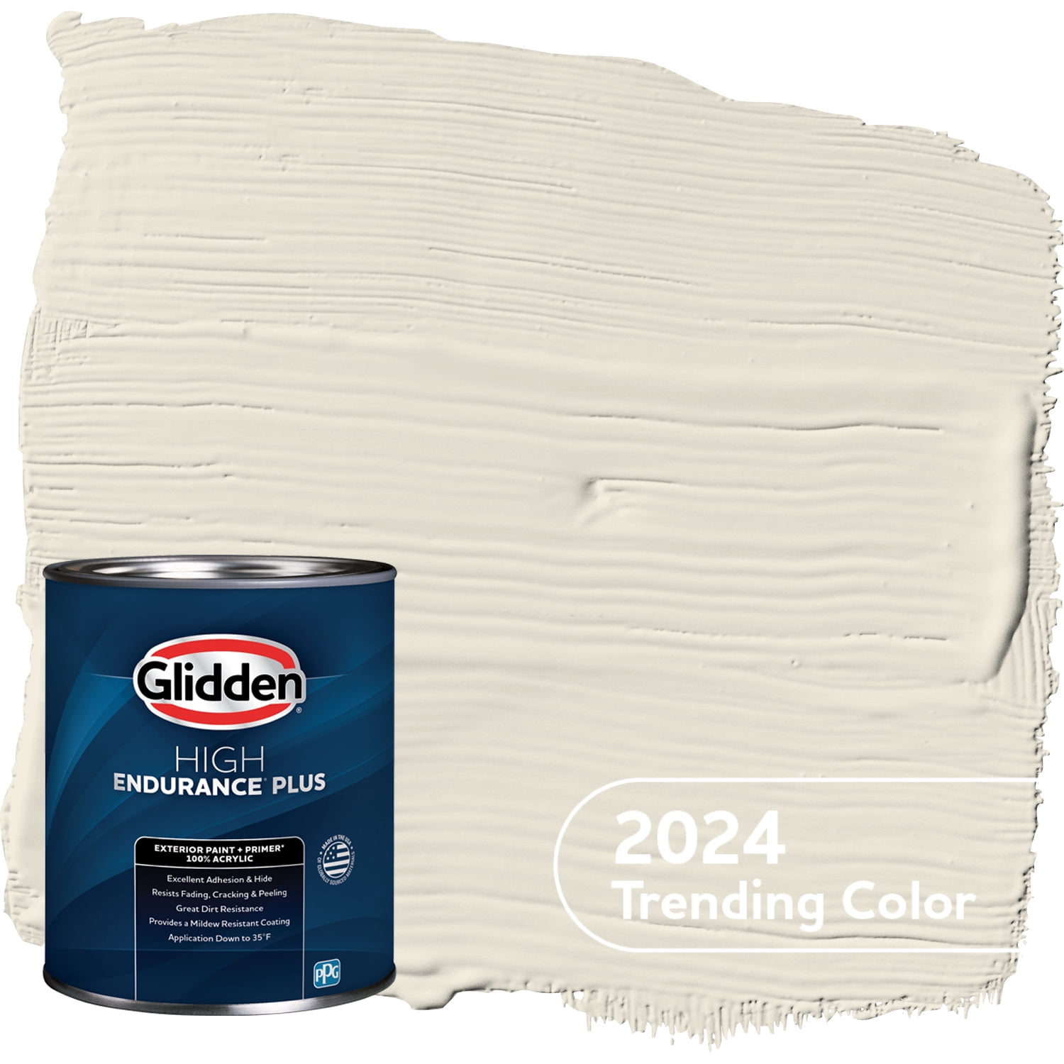 Glidden HEP Exterior Paint + Primer Satin, Focus / Off White, 1 Quart ...