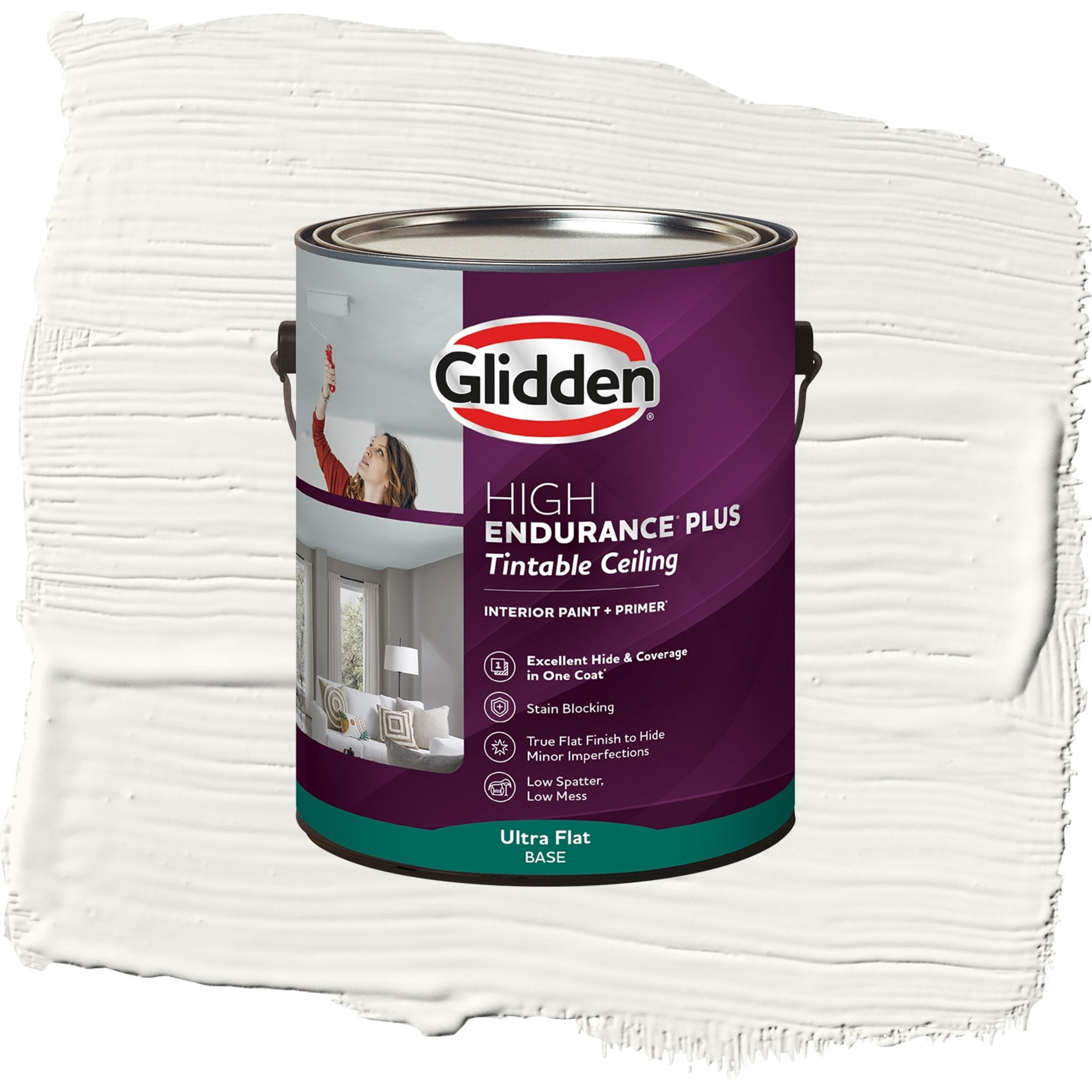 Glidden Glidden HEP Interior Ceiling Paint, Commercial White/White ...