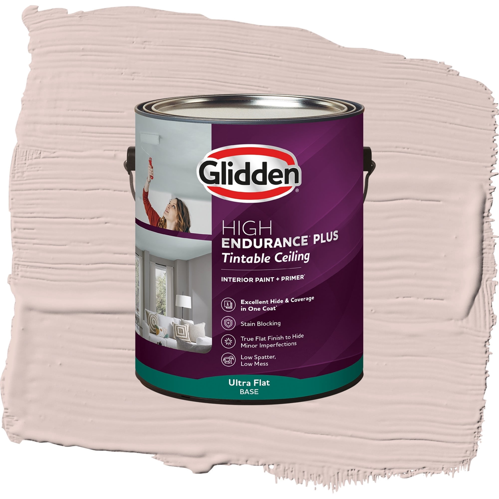 Glidden Glidden HEP Interior Ceiling Paint, Kangaroo Paw/Pink, Flat, 1 ...