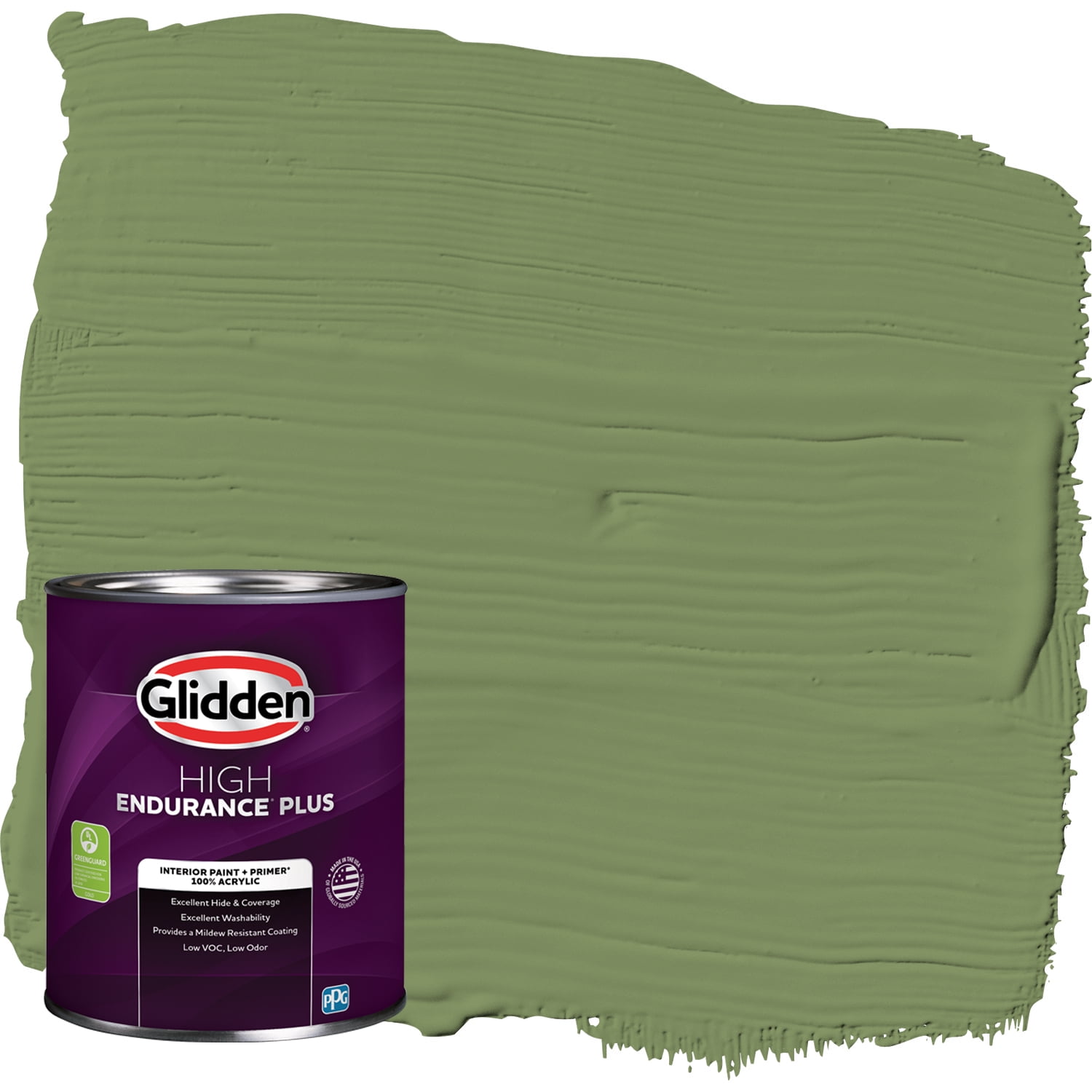 Glidden HEP Interior Paint + Primer Moss Point Green / Green, Semi ...
