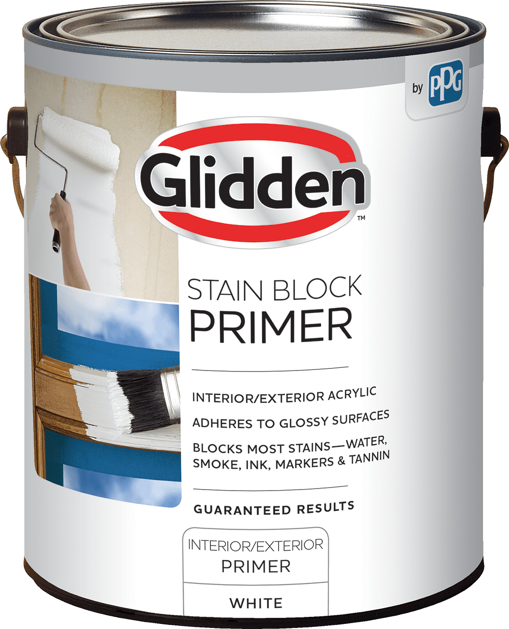 Glidden Interior/Exterior Stain Block Primer Flat, White, 1 Gallon ...