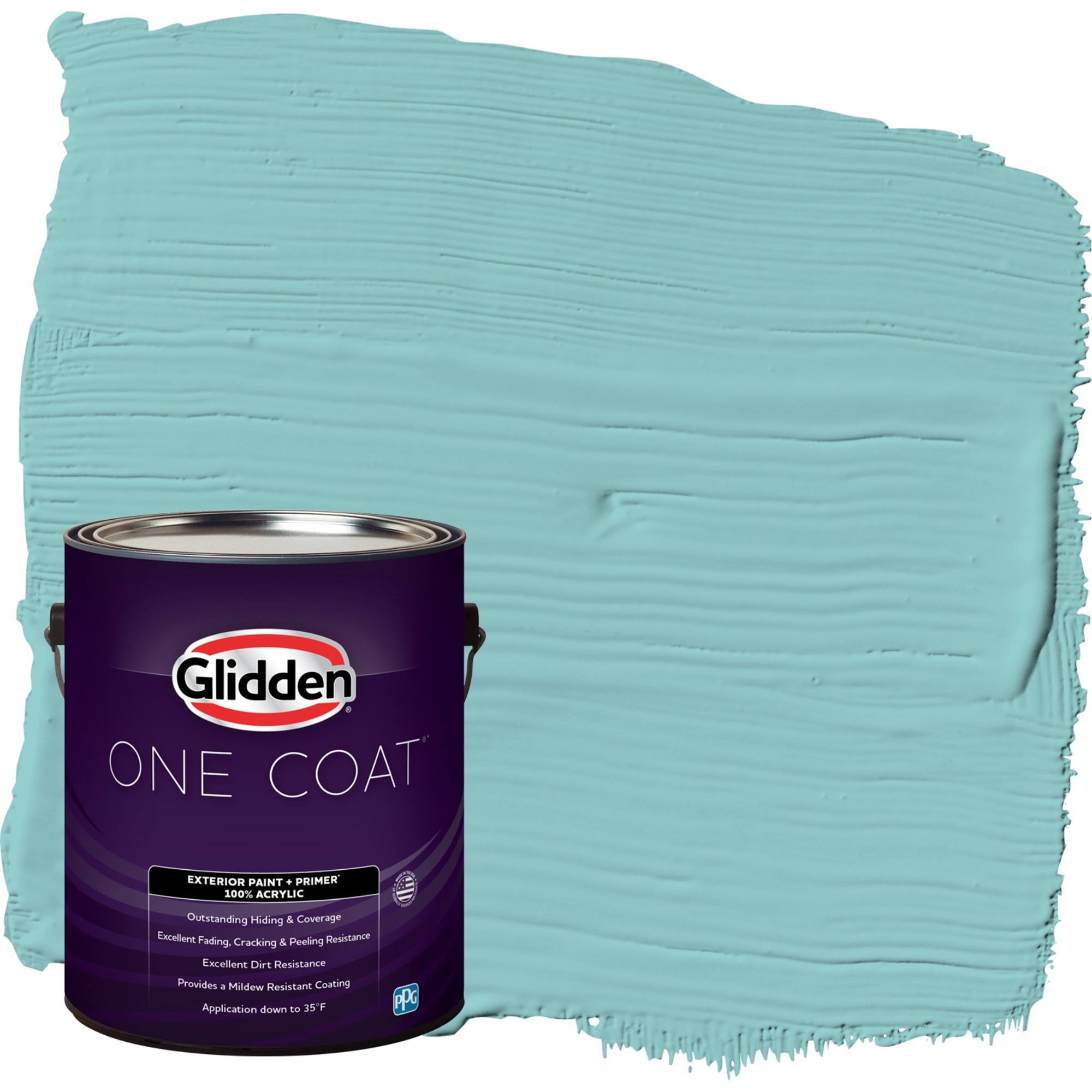 Glidden One Coat 1 Gallon Aqua Fiesta / Blue Semi-Gloss Exterior Paint ...