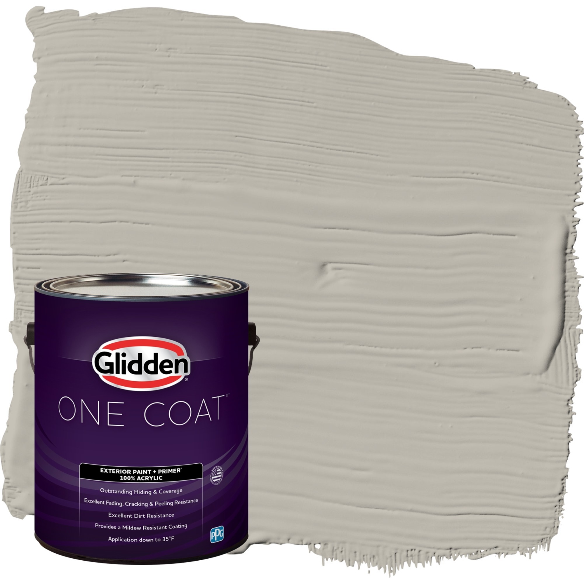 Glidden One Coat 1 Gallon Ghost Writer / Gray Semi-Gloss Exterior Paint ...